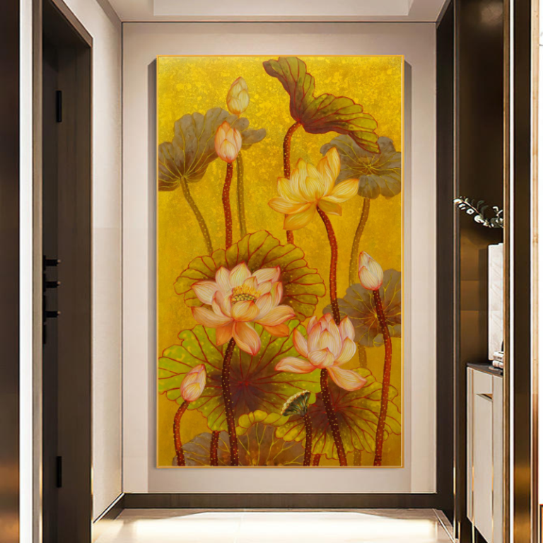 Tranh Hoa Sen Tranh Treo Phòng Khách Tranh Decor Phòng Trà Phòng Thiền Tranh Hoa Sen Cát